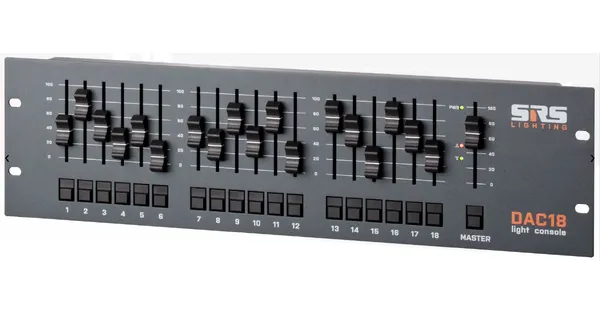 SRS DAC18-8 Alps fader DMX Control, 3U Dmx3/5 rear side, w/PSU - 19" rack use - Rubicon AS